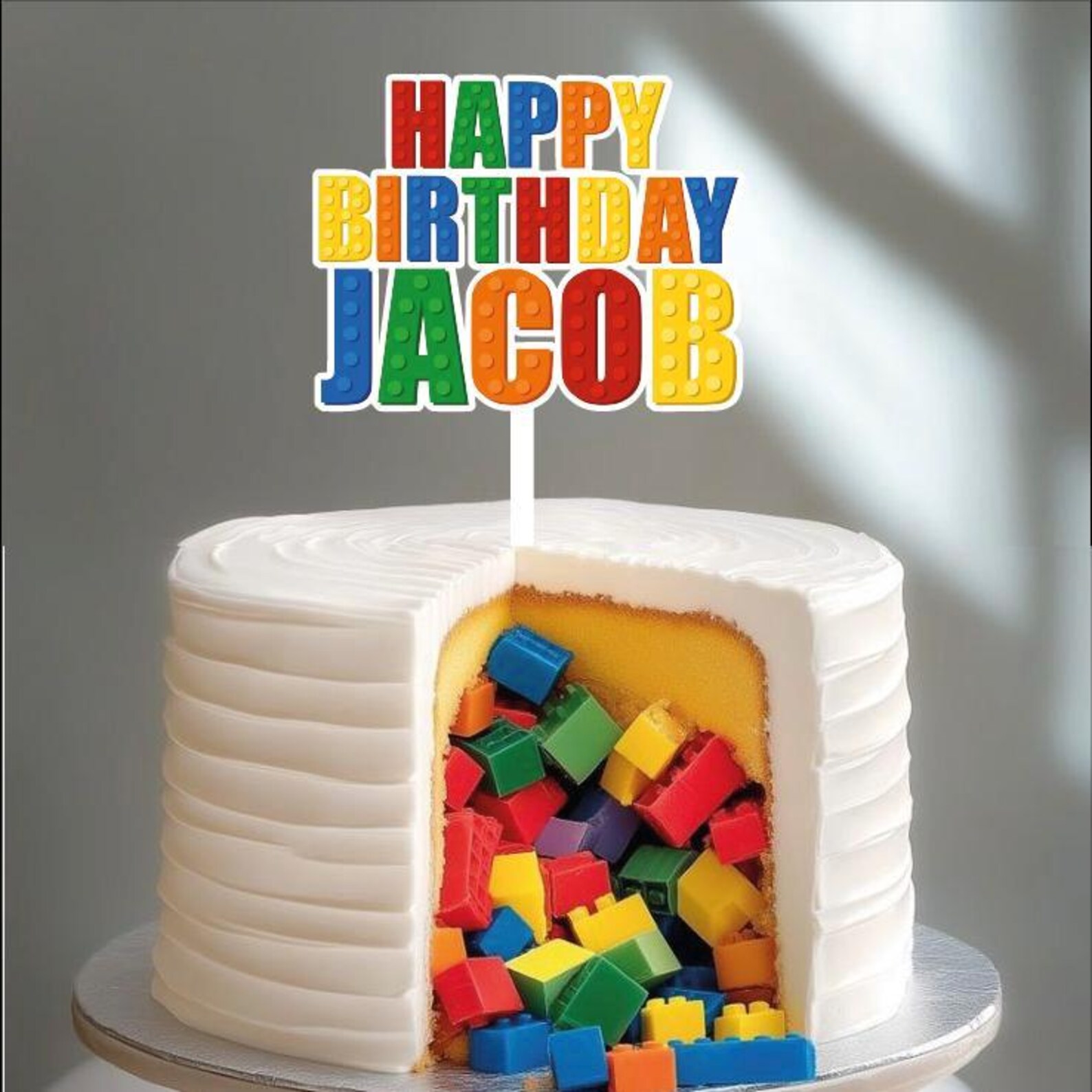 Building Blocks / Bricks Acrylic Laser Cut Birthday Cake Topper ...