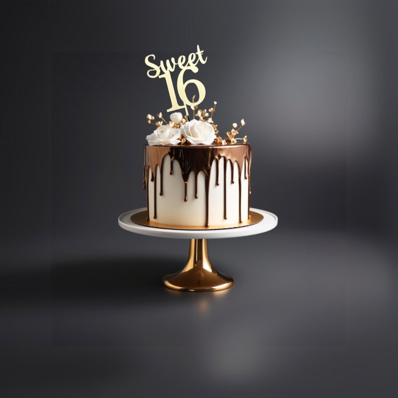 Luxury Acrylic Laser Cut Birthday Cake Topper | Age | Sweet Sixteen ...