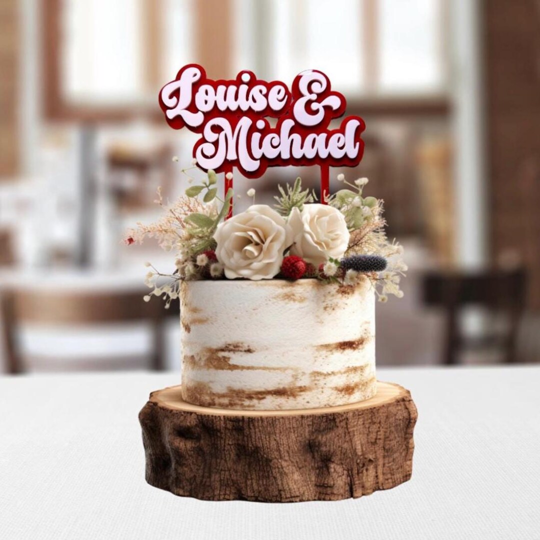 Luxury Acrylic Laser Cut Wedding Cake Topper Duo Layer Wedding Sign 3D ...