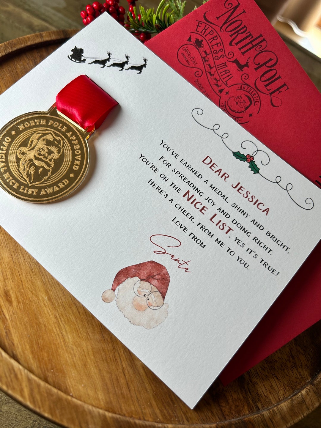Personalised Santa Nice List Medal | Nice List | Gold Medal | Santa's ...