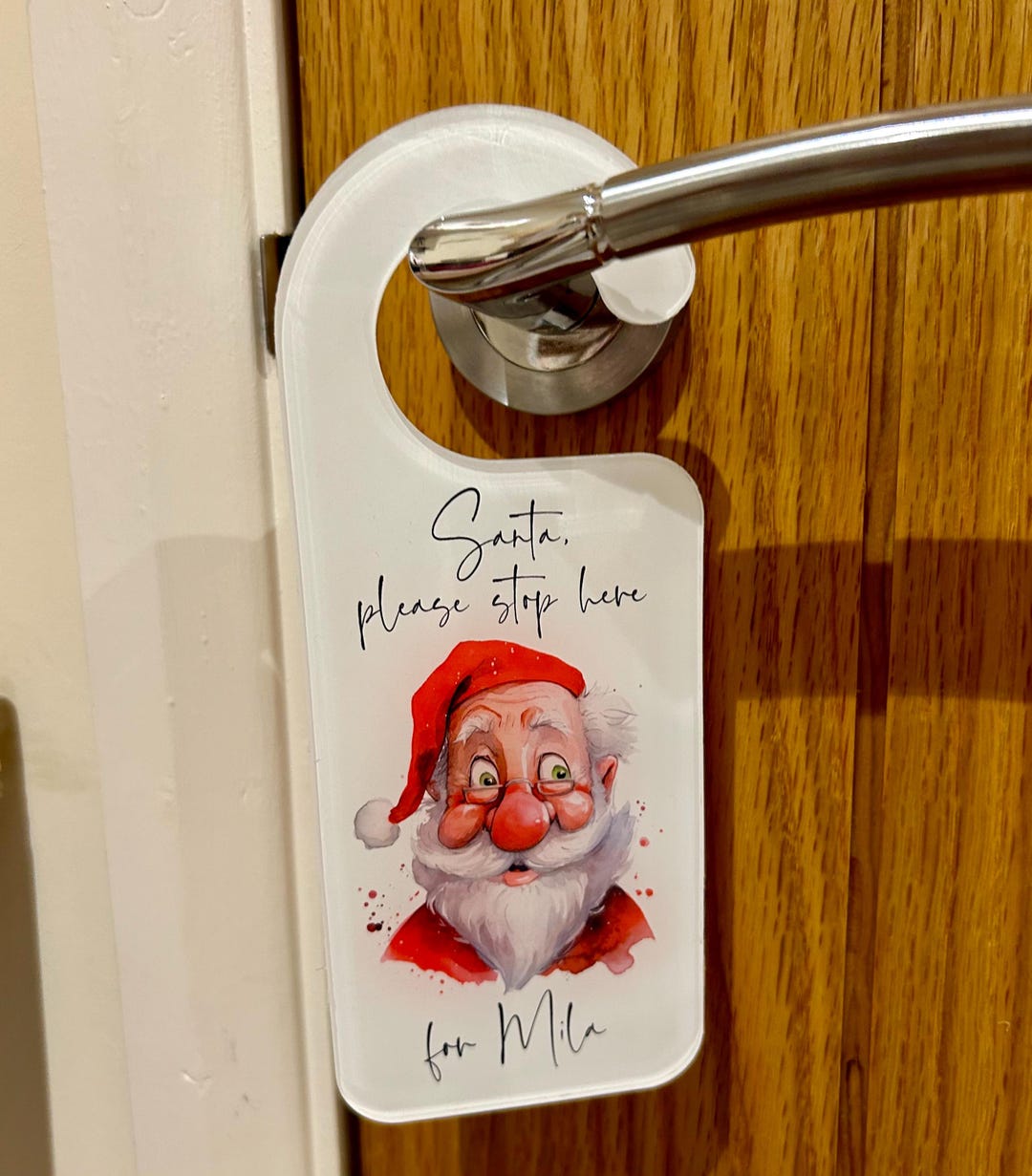 Santa Sign Please Stop Here Acrylic Father Christmas Personalised Door ...