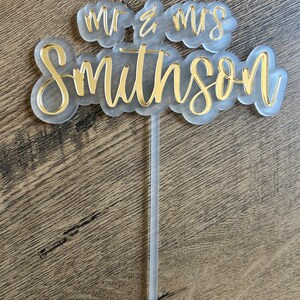 Luxury Acrylic Laser Cut Mr & Mrs Cake Topper | Wedding Sign | Monogram ...