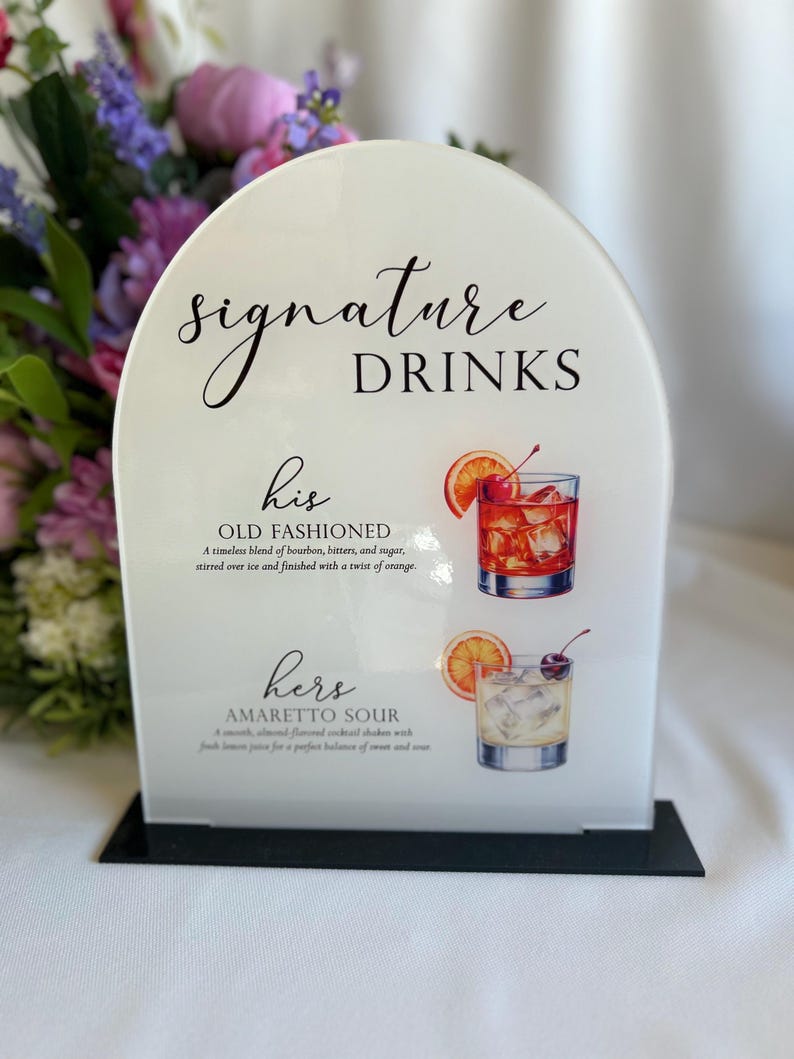 Personalised Acrylic Signature Drinks Sign | Wedding Bar Decor - Etsy