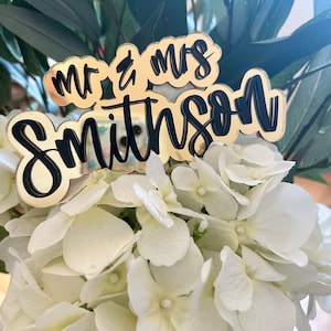 Luxury Acrylic Laser Cut Mr & Mrs Cake Topper | Wedding Sign | Monogram ...