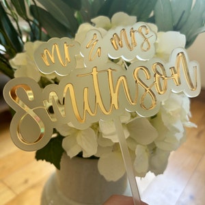 Luxury Acrylic Laser Cut Mr & Mrs Cake Topper | Wedding Sign | Monogram ...