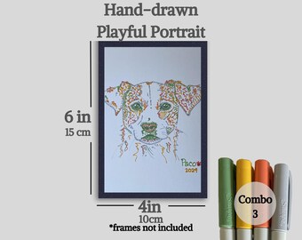 Amstaff Drawing Black and White Custom Pet Portrait Hand Drawn Dog ...