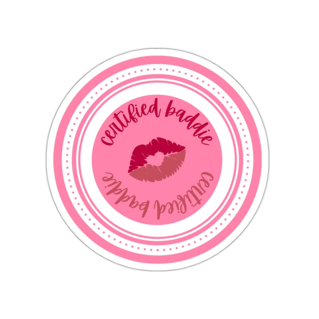 Baddie Pink Sticker Stamp Style Sticker Bad Girl Kiss Mark Sassy Saying ...