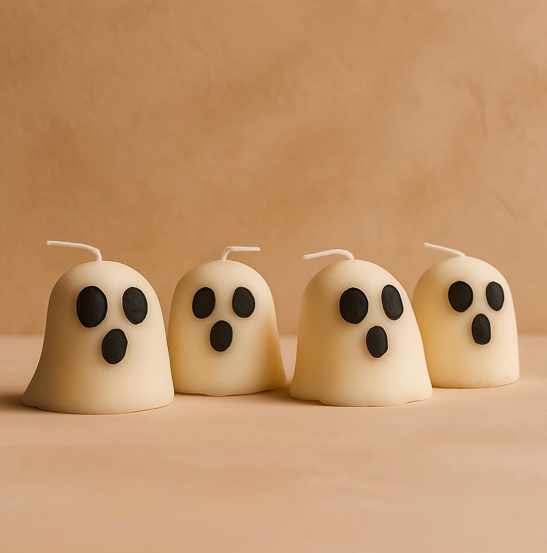 Mini Ghost Candles – Set of 4 | Handmade Soy Wax Halloween Decor ...