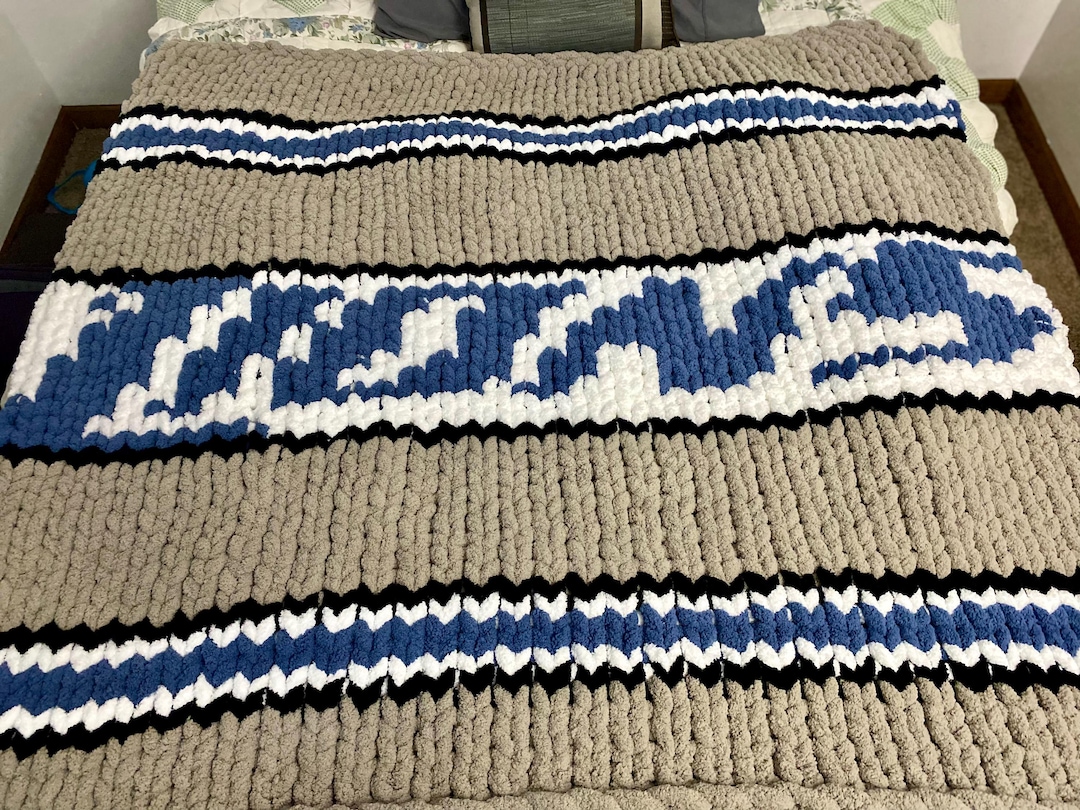 Detroit Lions Chunky Knit Blanket- *pattern Only* - Etsy