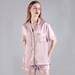 Pearl Pink Satin Pyjama Set, Dark Red Regular Fit Satin Pyjamas, Short ...