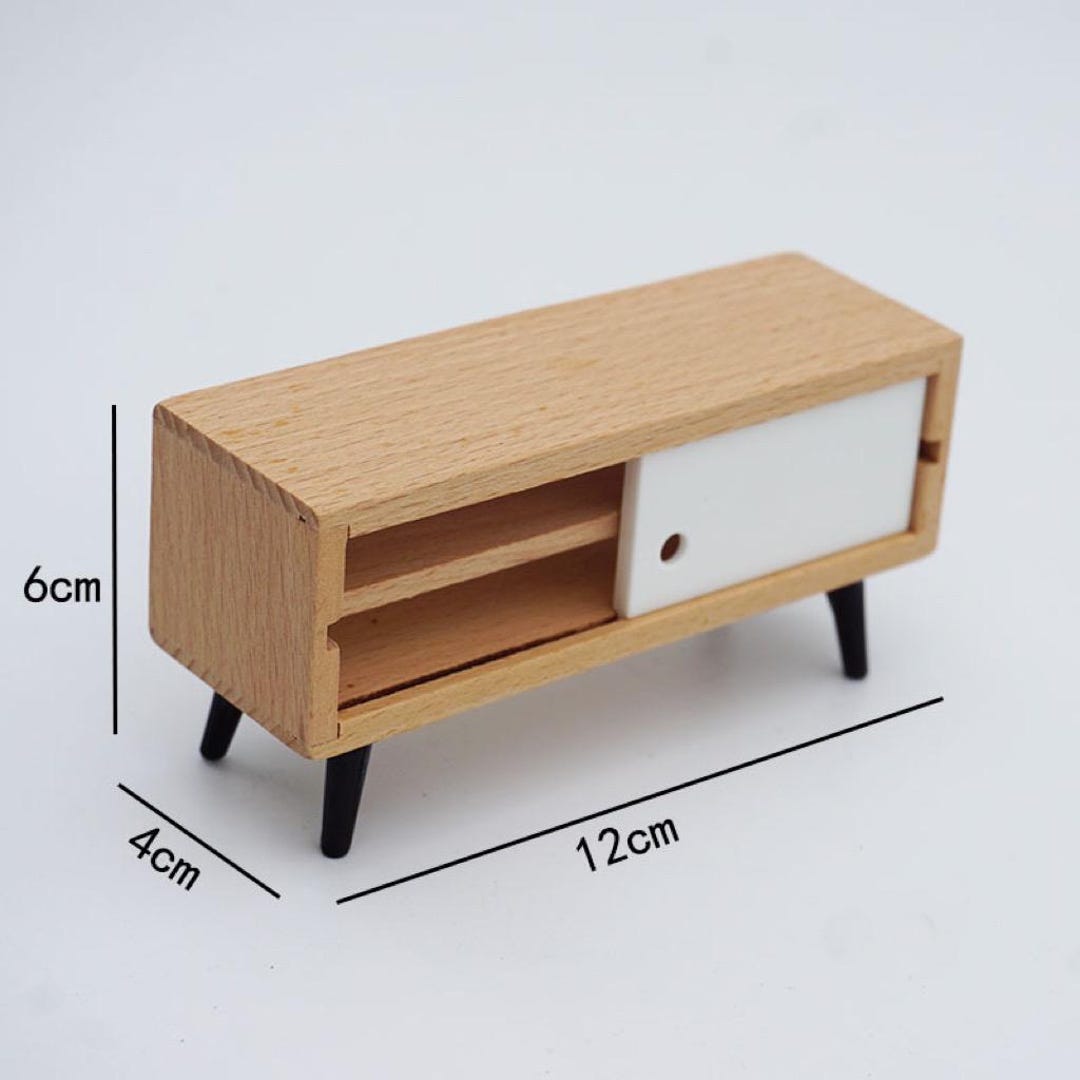 Cute Realistic Mini TV Stand for Dollhouse Modern Style Mini Television ...