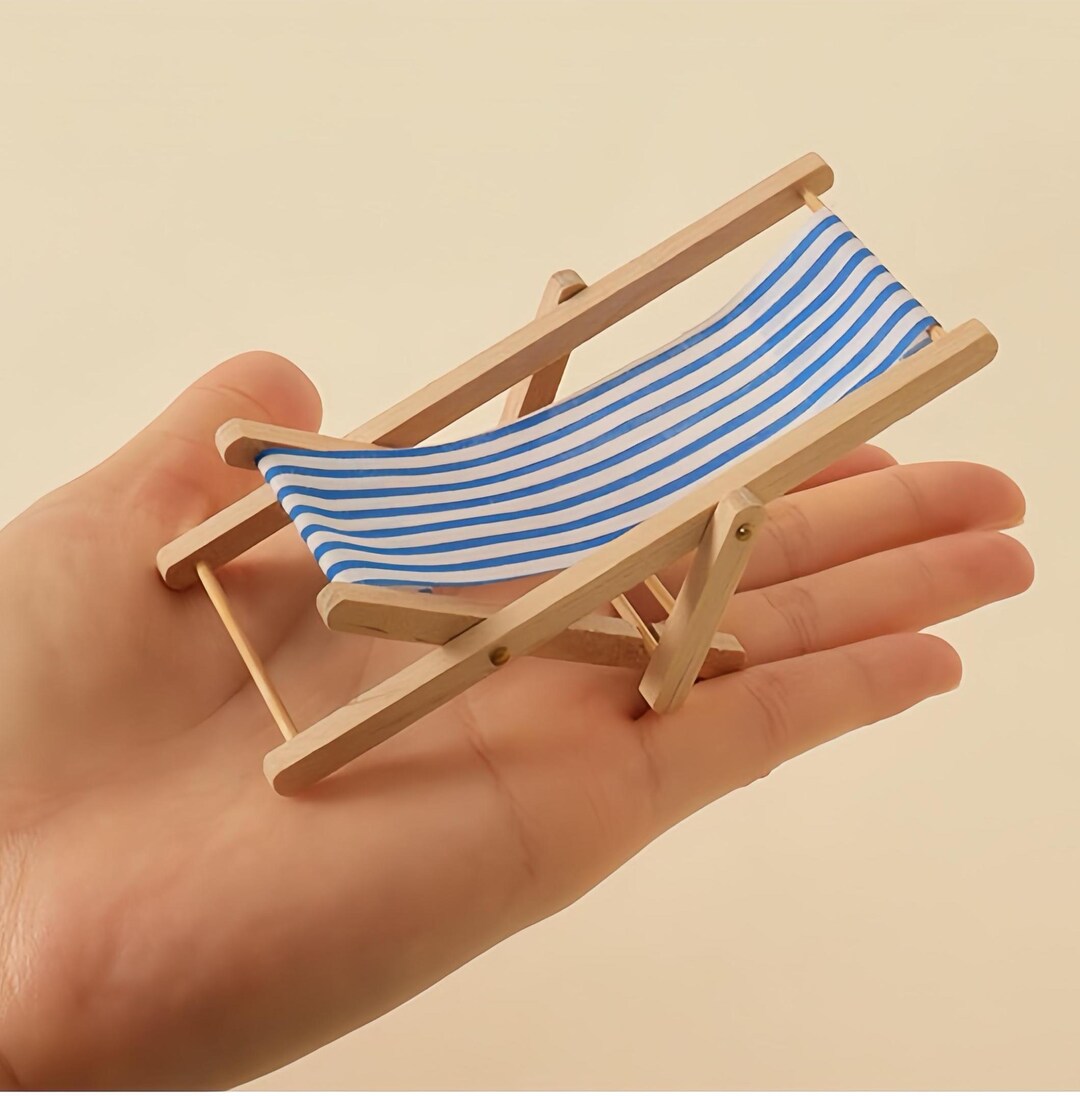 Cute Realistic Foldable Mini Chaise Lounge Miniature Beach Chair for ...