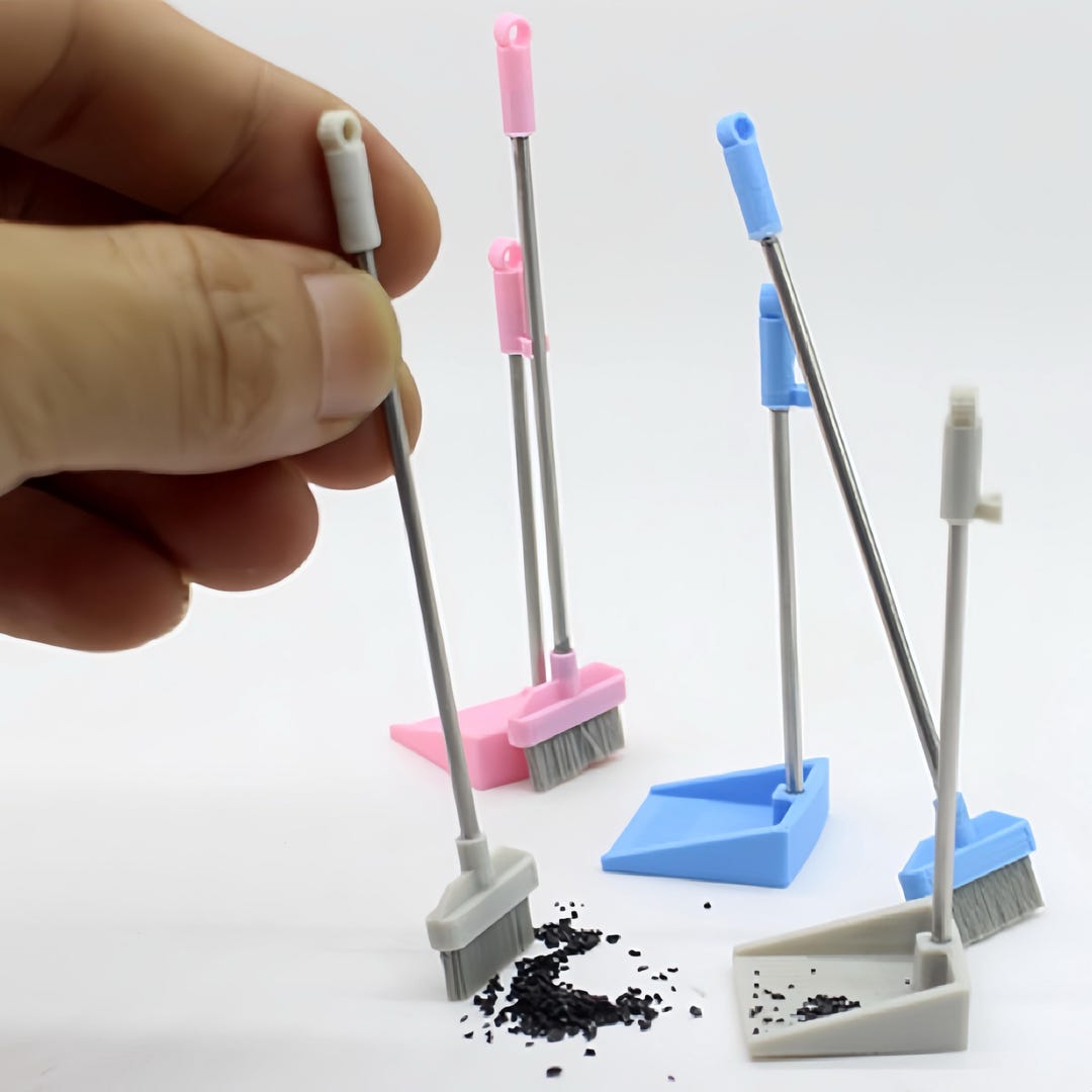 Miniature Broom and Dustpan Set Mini Cleaning Tools for Dollhouses Doll ...