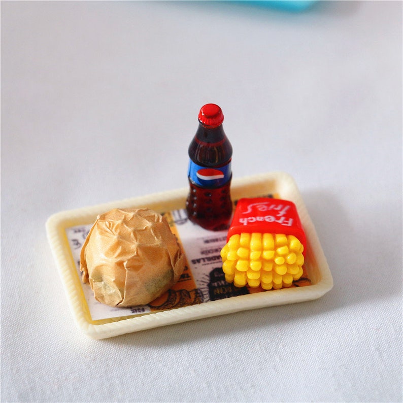 Set of 4pcs Mini Dollar Store Super Cute Miniature Fast Food Set ...