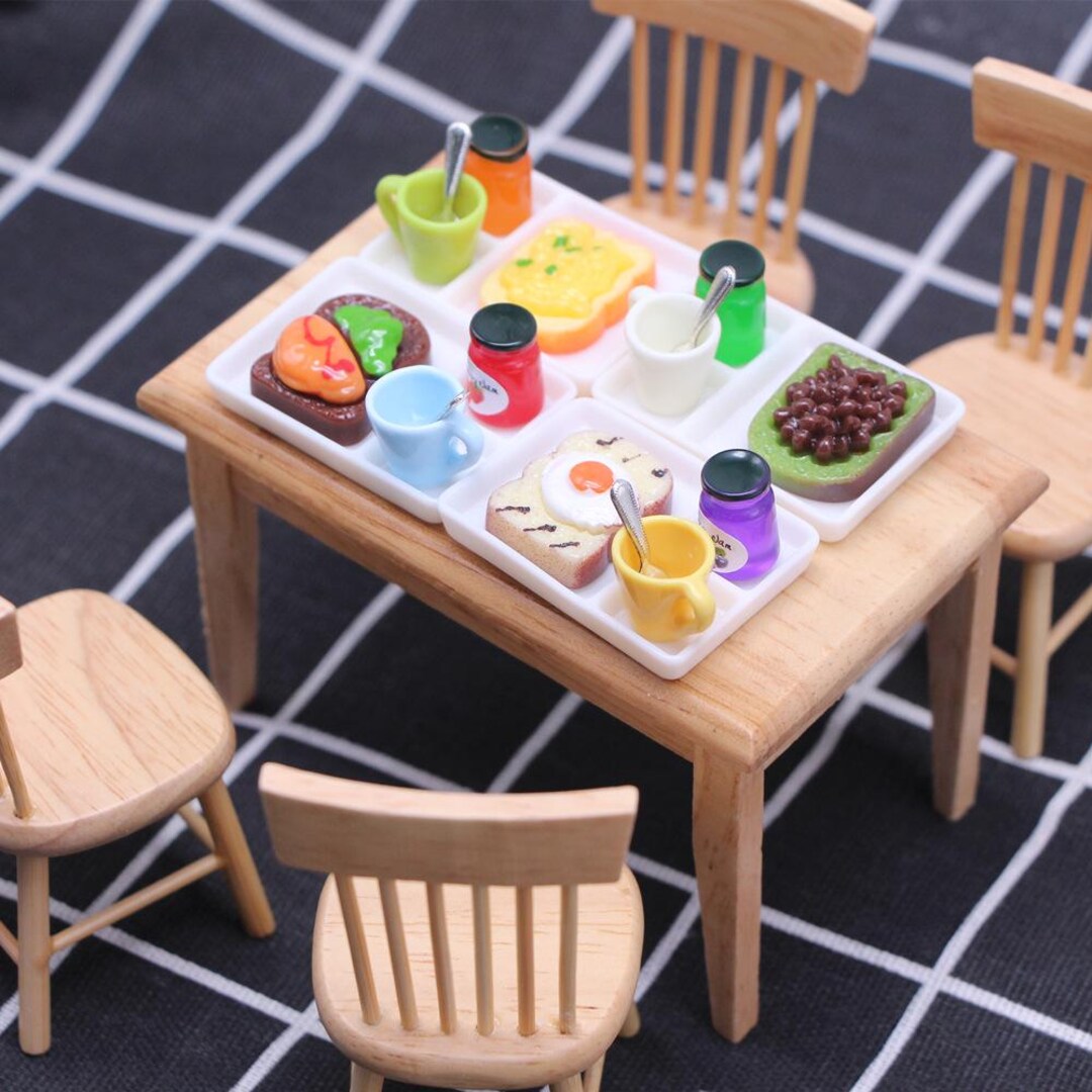 5pcs Mini Wooden Furniture Set Realistic Mini Table and Chair Set Made ...