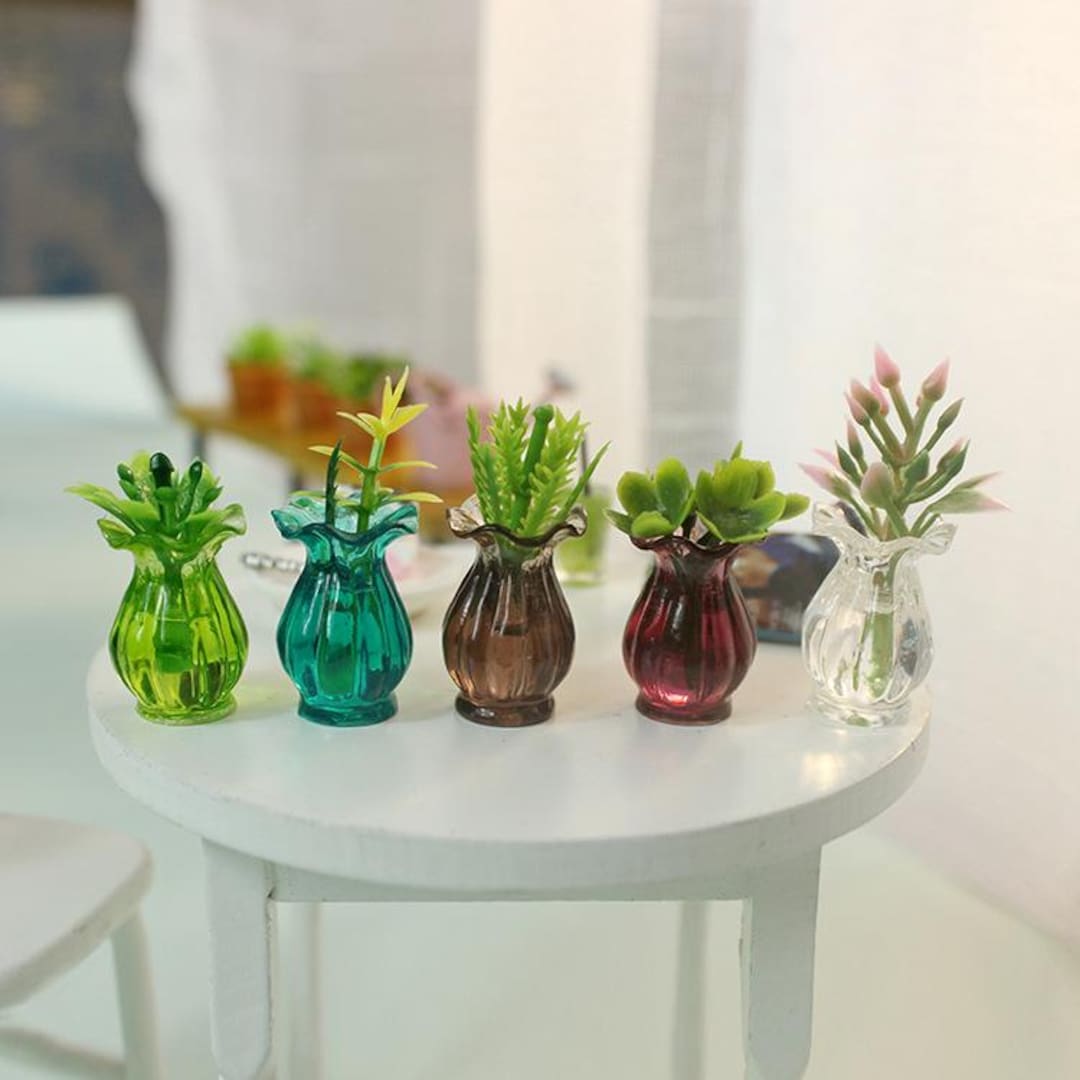 Miniature Vases With Miniature Flowers Miniature Plants Realistic ...