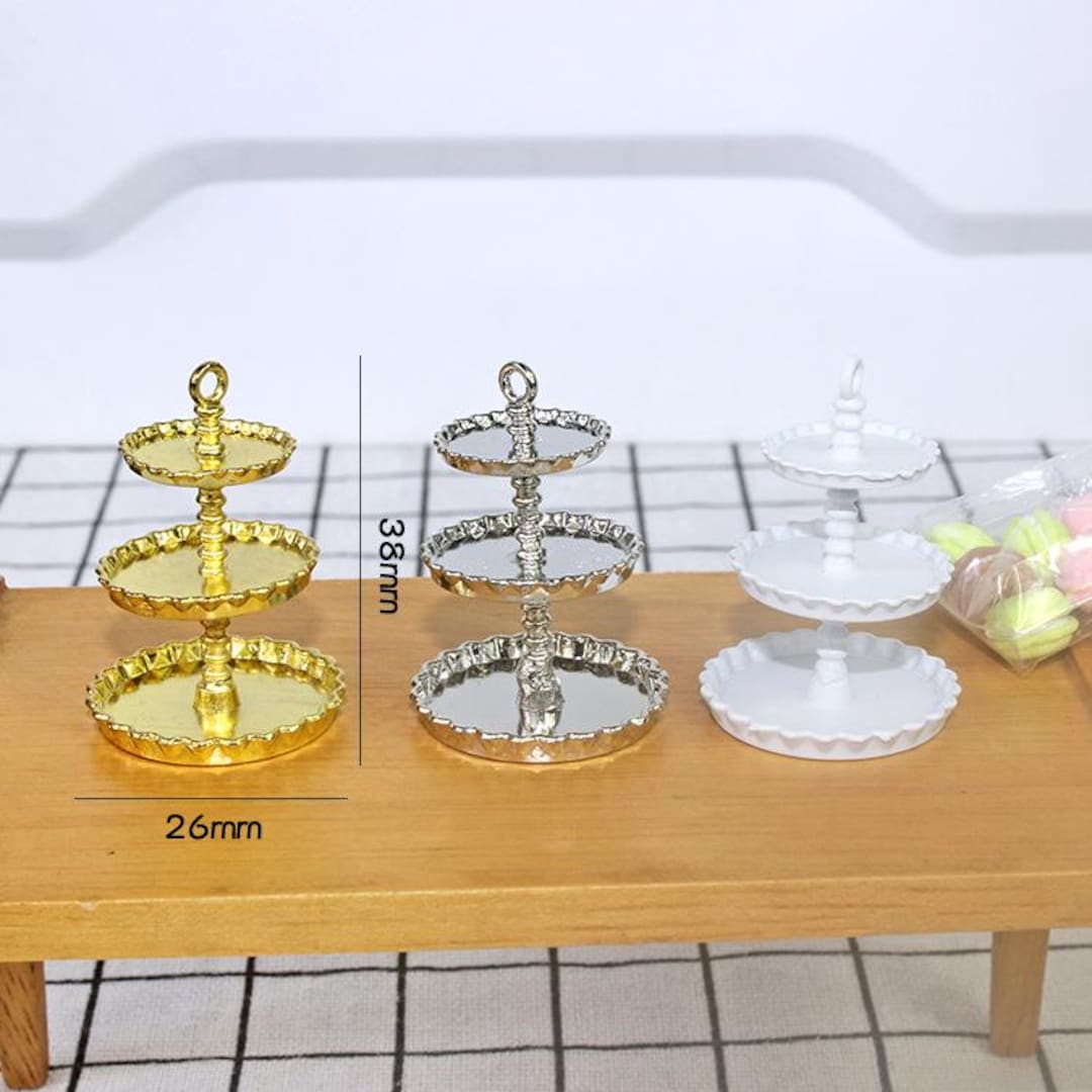 Mini Cake Stand for Dollhouse Miniature 3-tier Cake Dessert Stand ...