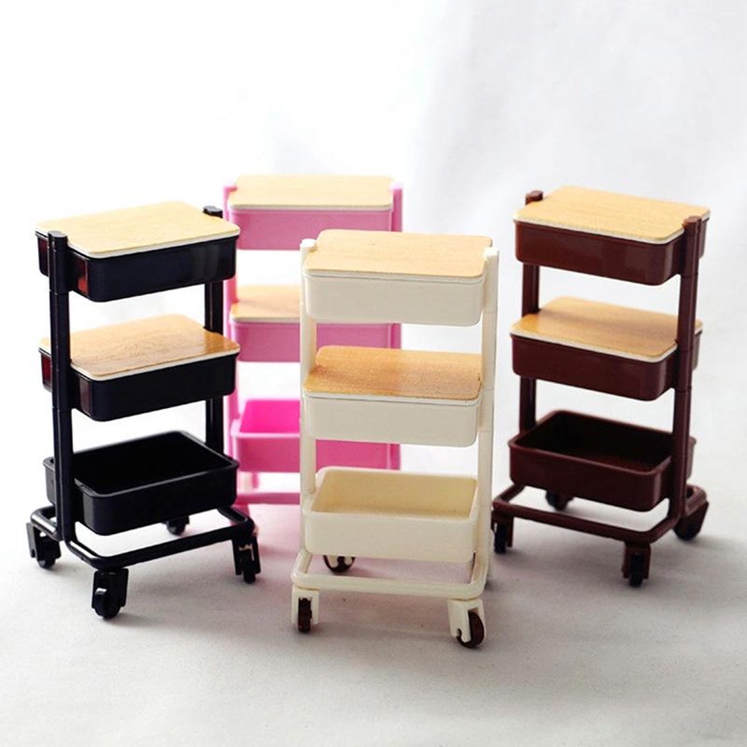 Miniature Rolling Storage Cart Mini Utility Cart Mini 3 Tier Rolling ...