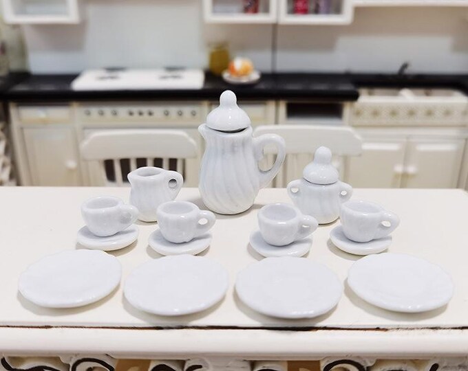 15pcs Set Super Cute Mini Porcelain Tea Cup Set Ceramic Teapot Set Miniature Tableware Dollhouse ...