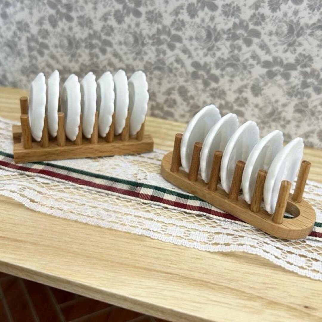 Wooden Miniature Plate Rack Miniature Drying Rack Miniature Plate ...