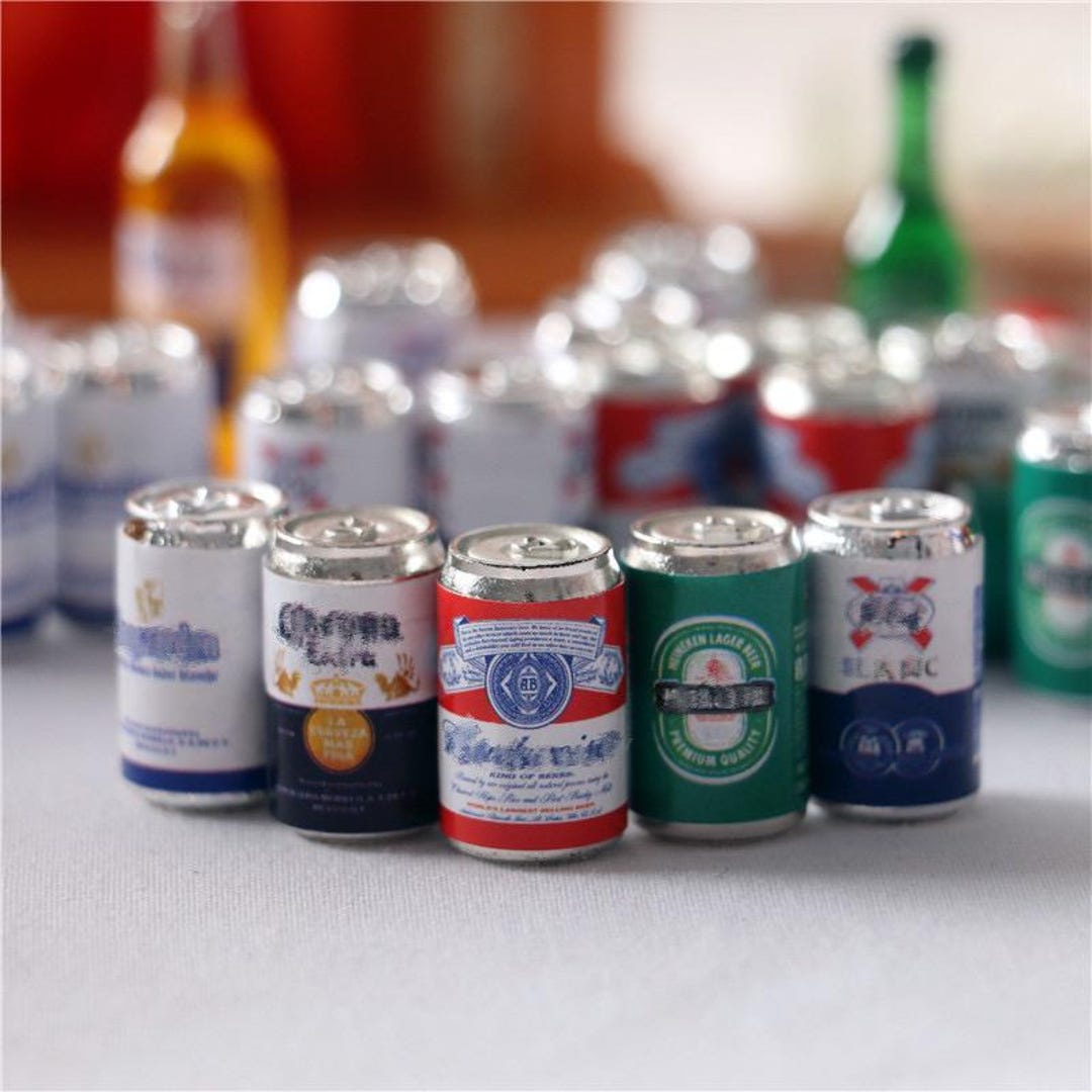 5pcs Set Mini Dollar Store Super Cute Miniature Fake Beer Cans ...