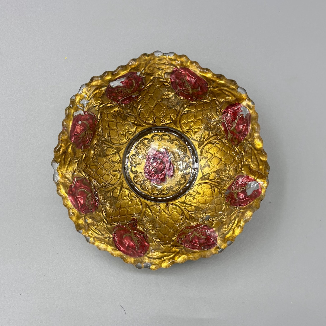 Rose Goofus Glass Bowl 5 in Diameter - Etsy