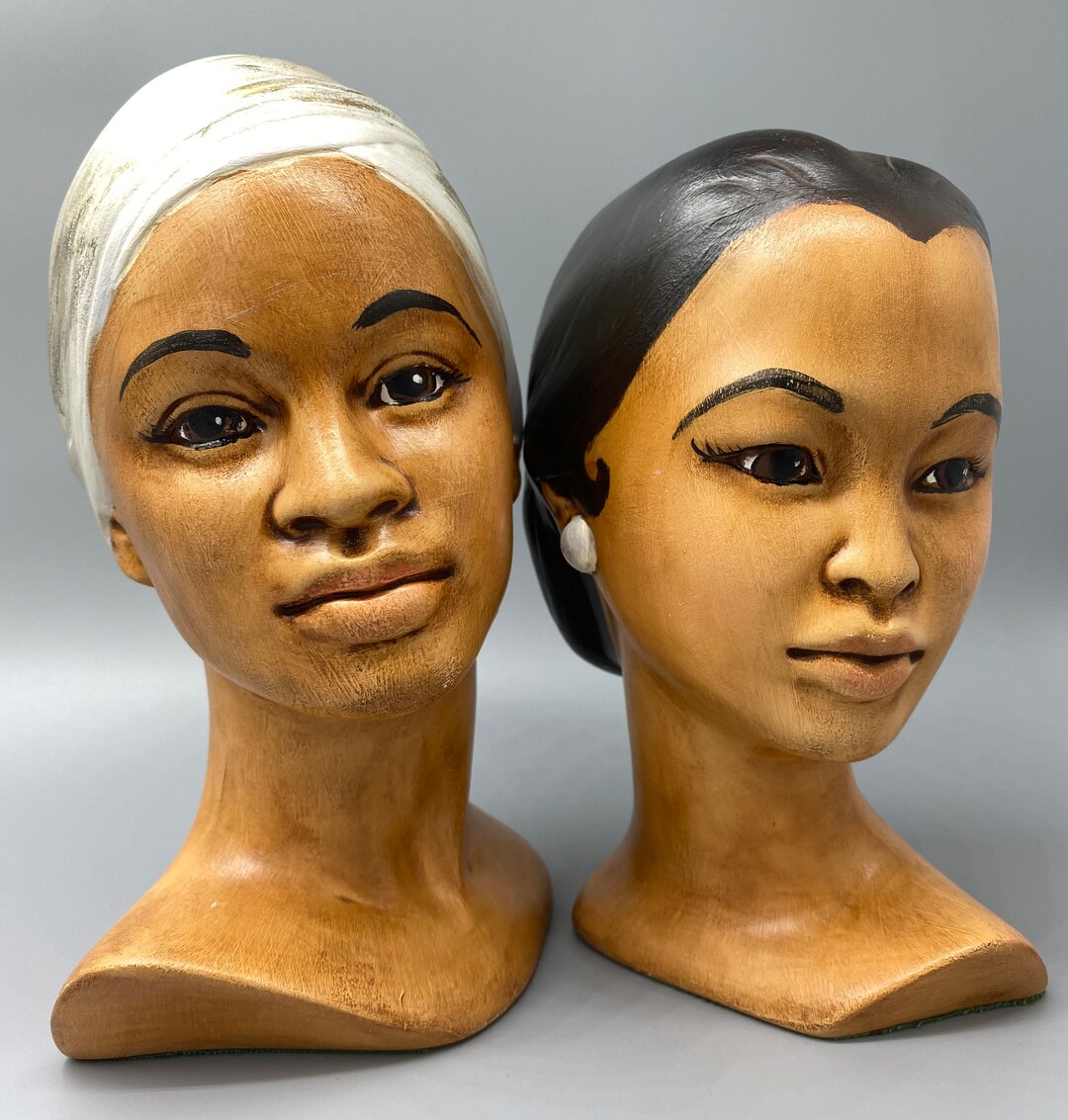 Vintage Marwal Chalkware Heads - Etsy