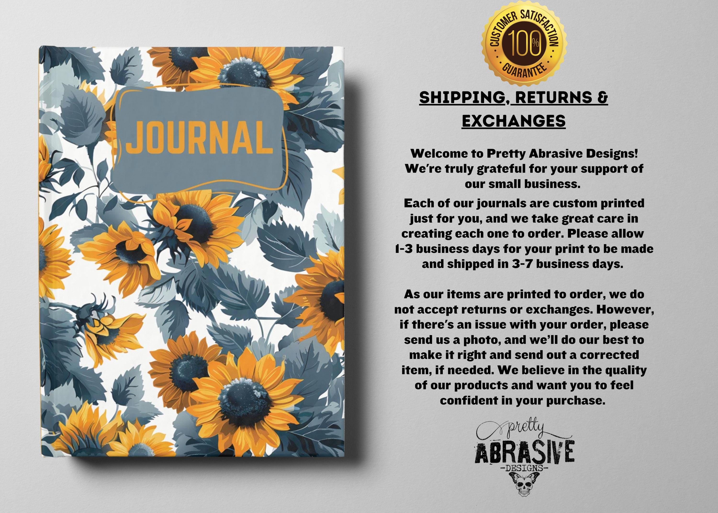 Sunflower Journal Compact-sized 7x5, Unique Aesthetic Diary Notepad ...