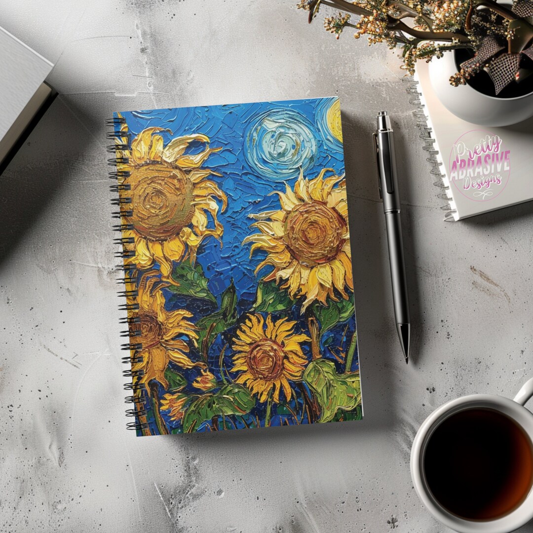 ON-SALE Sunflower Colorful Artwork 6x8 Notebook, Bright Spiral Notebook ...
