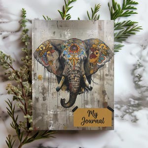 Journal Elephant Artwork Diary, Colorful Elephant 7x5 Journal, Diary ...