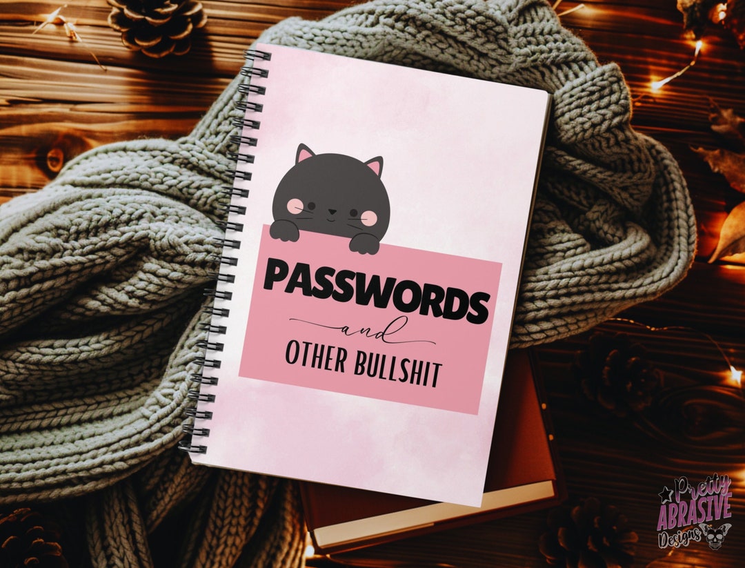 Cute Pink Password Keeper Humor Cat 6x8 Notebook, Funny Password ...
