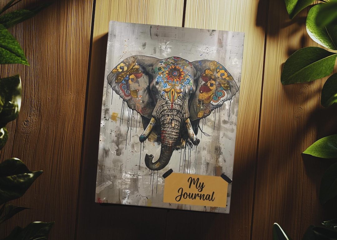 Journal Elephant Artwork Diary, Colorful Elephant 7x5 Journal, Diary ...
