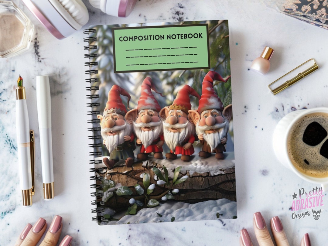 ON-SALE Gnome Spiral 6x8 Notebook, Holiday Winter Soft-cover Lined ...