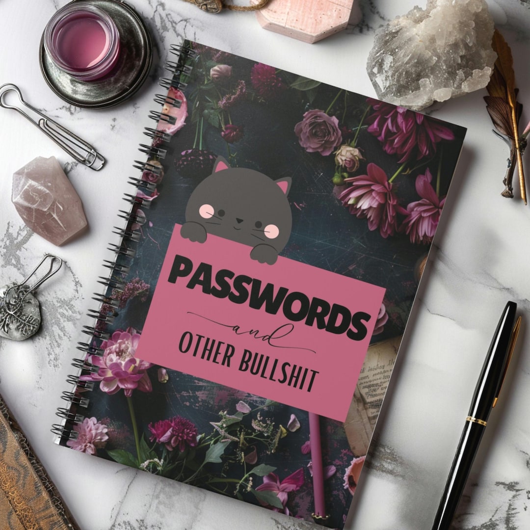 Cute Cat Password Tracker Notepad, 6x8 Small Passcode Organizer Spiral ...