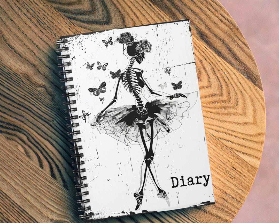 Gothic Ballerina Dancing Skeleton 6x8 Notebook Diary, Haunting ...