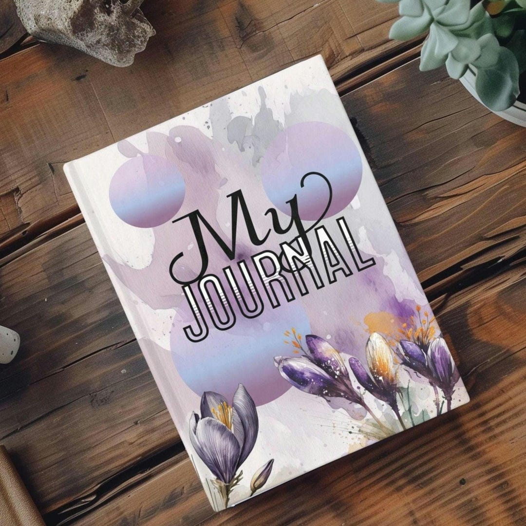 Journal Unique Purple Floral, Diary Gift for Her, Matte Hard-cover 7x5 ...