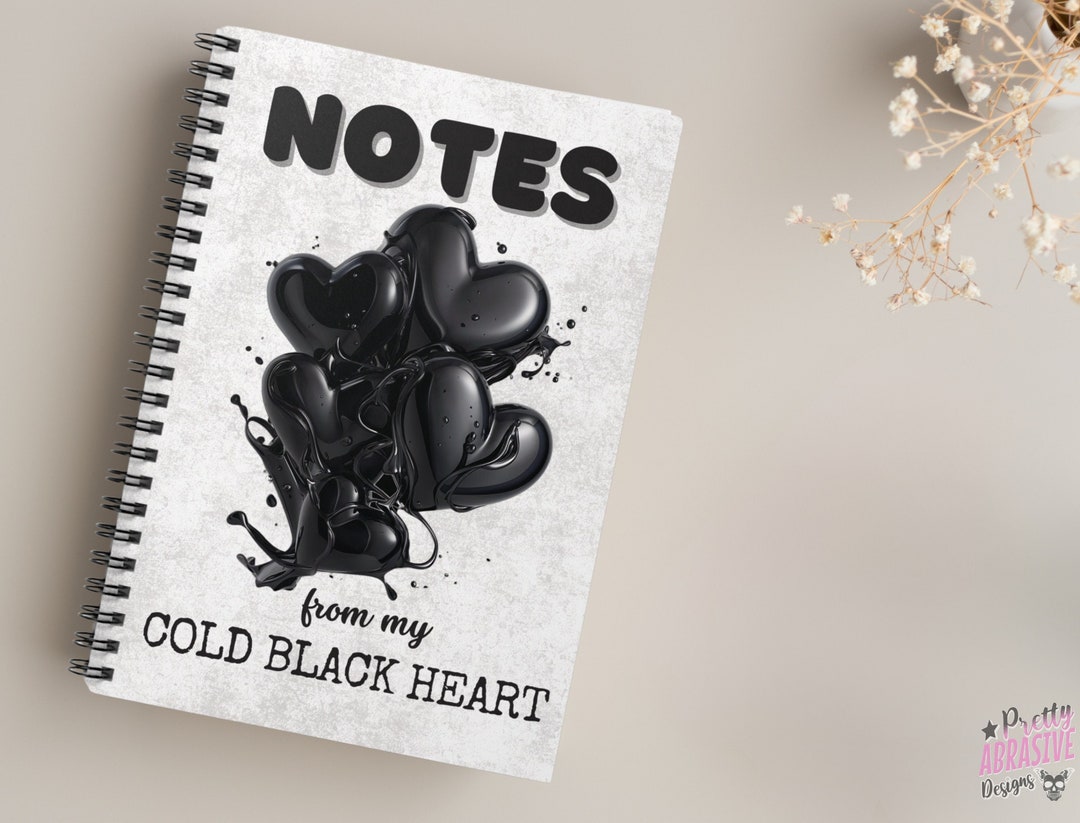 Cute Black Heart Notebook, 6x8 Dark Humorous Notepad, Gothic Writing ...