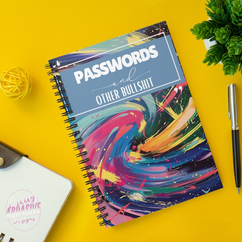 Password Spiral 6x8 Notebook, Passcode Diary Humor Notebook, Colorful ...