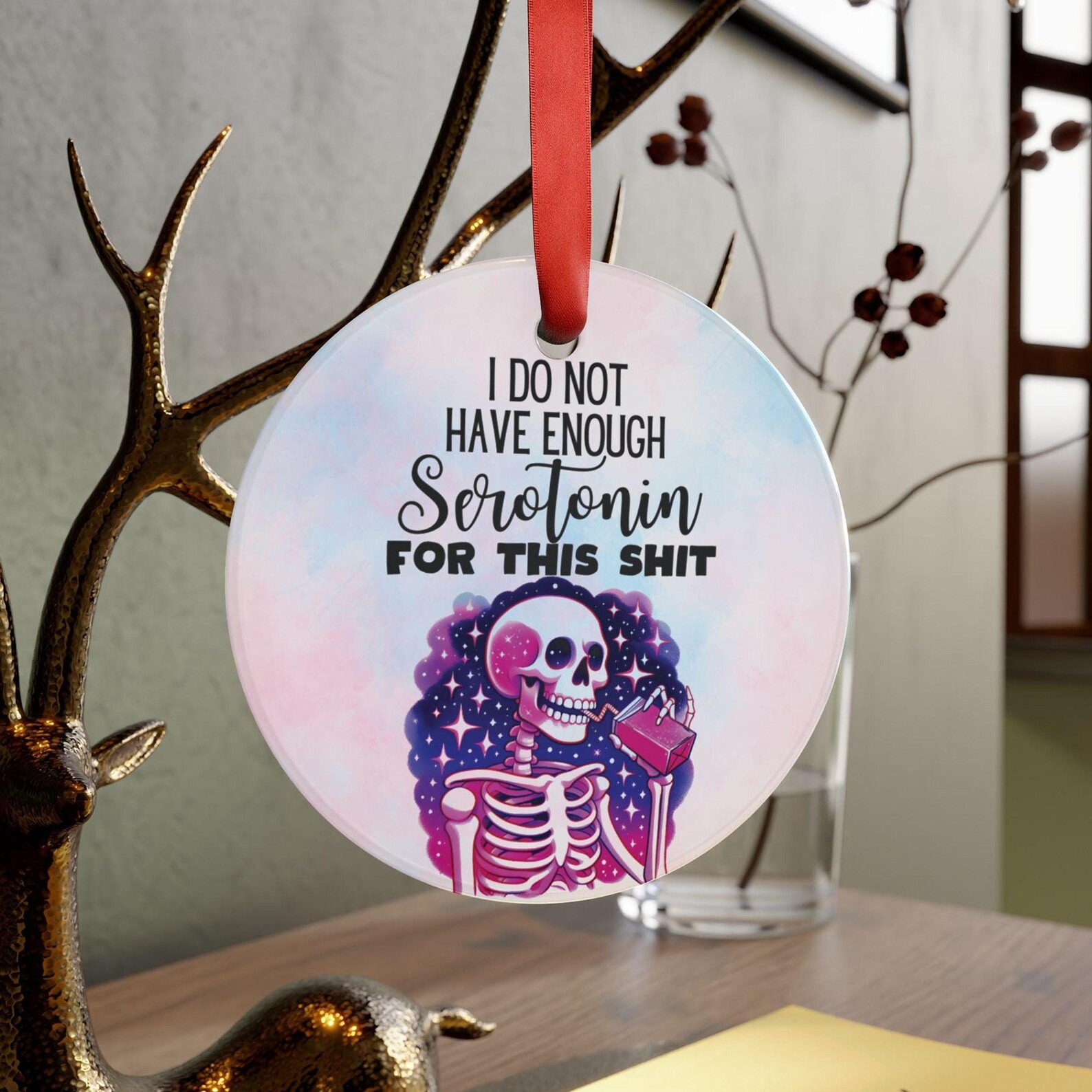 Sarcastic Skeleton Acrylic Christmas Tree Ornament, Not Enough ...