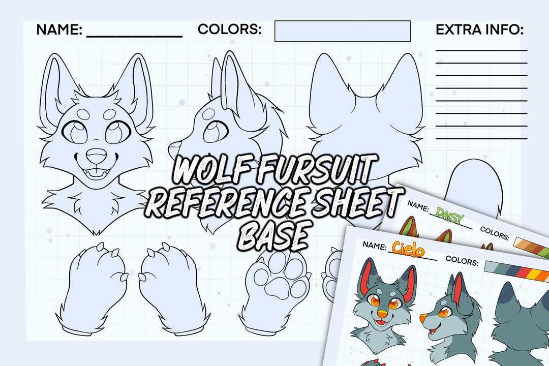 Wolf Fursuit Reference Sheet Base, Furry Partial read Description ...
