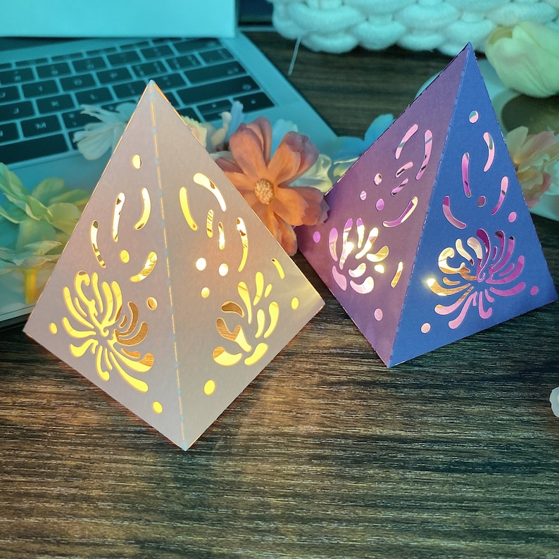 Pyramid Metal Cutting Die 3D Lantern Box Die-cut Stencil Template ...