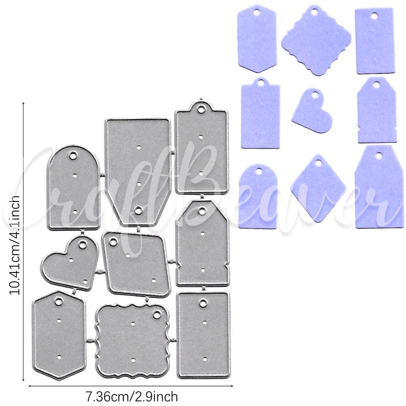 9pcs Gift Tag Label Metal Cutting Dies With Holes Frame Die-cut Set ...