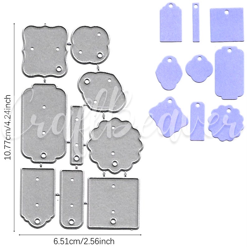 9pcs Gift Tag Label Metal Cutting Dies With Holes Frame Die-cut Set ...
