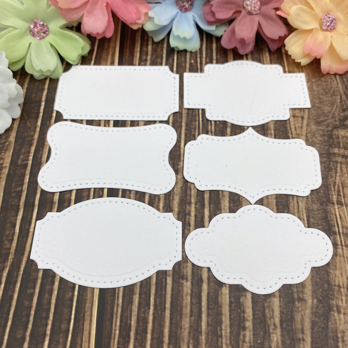 6pcs Label Frame Metal Cutting Die Set Stamps Die-cuts Embossing ...