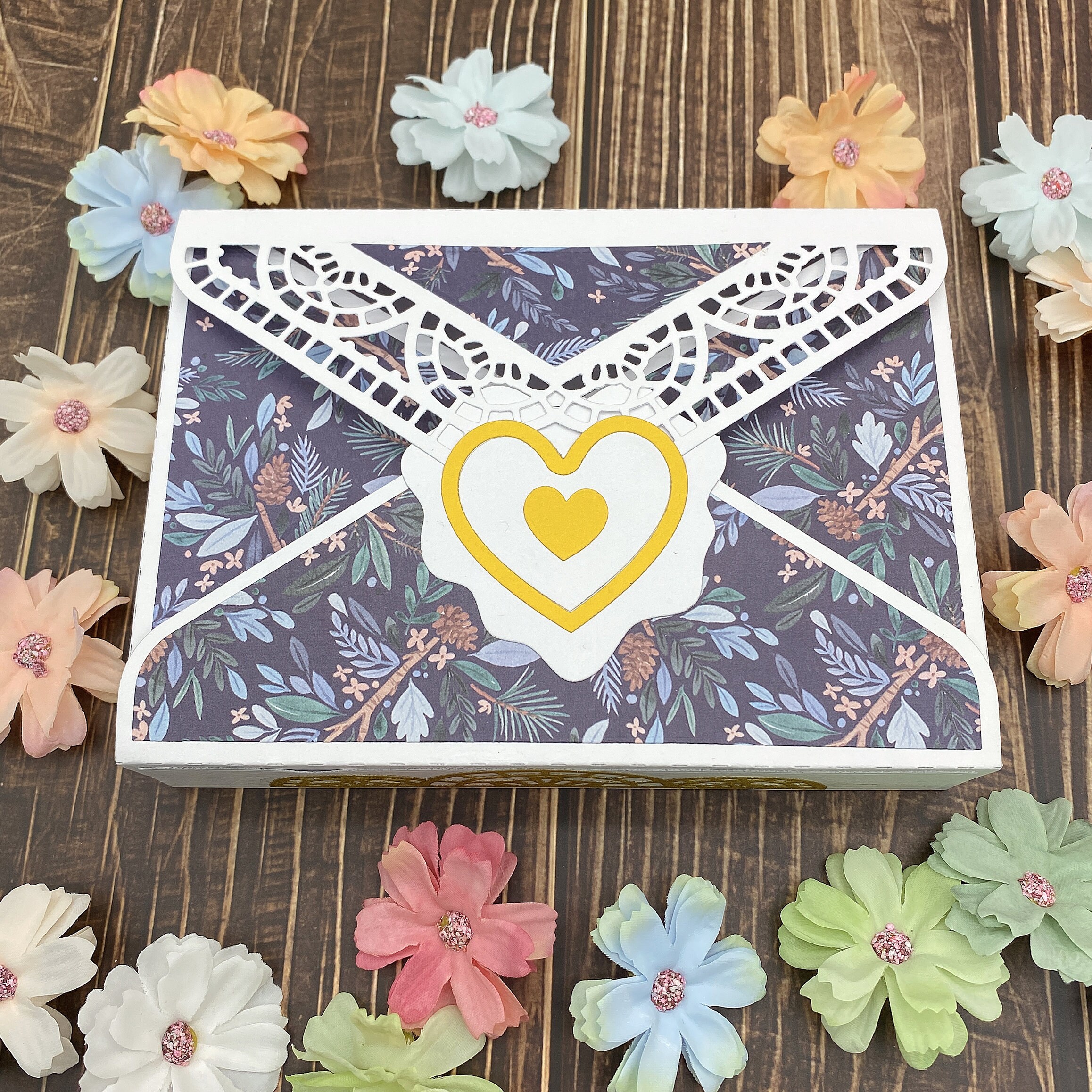 3D Envelope Box Metal Cutting Die Set Flower Chocolate Gift Holder Die ...