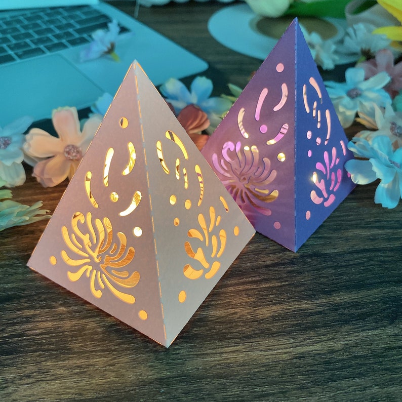 Pyramid Metal Cutting Die 3D Lantern Box Die-cut Stencil Template ...