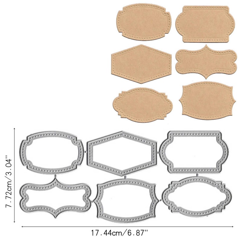 6pcs Label Frame Metal Cutting Die Set Stamps Die-cuts Embossing ...