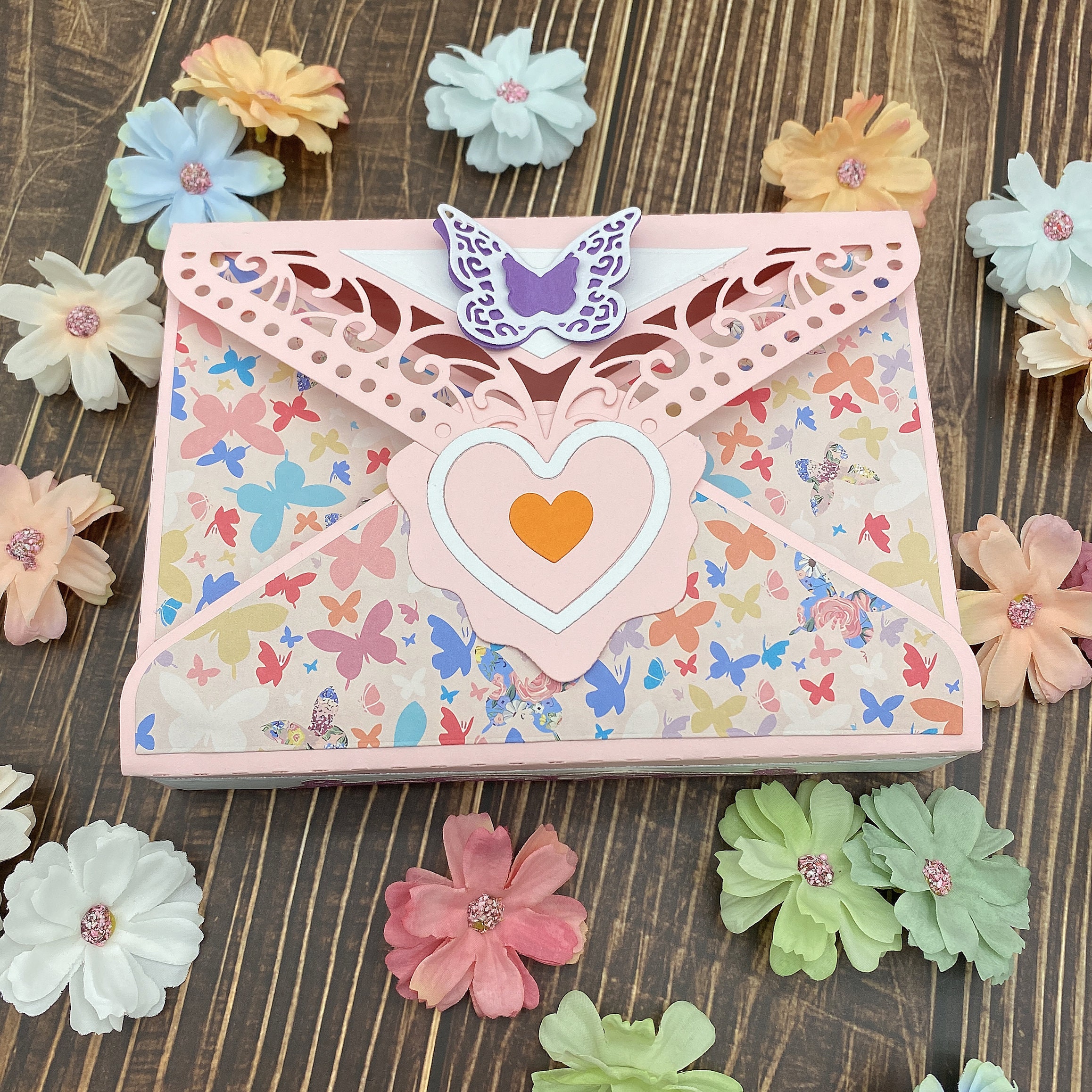 3D Envelope Box Metal Cutting Die Set Flower Chocolate Gift Holder Die ...