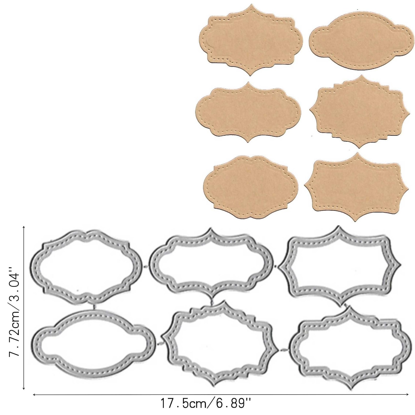 6pcs Label Frame Metal Cutting Die Set Stamps Die-cuts Embossing ...