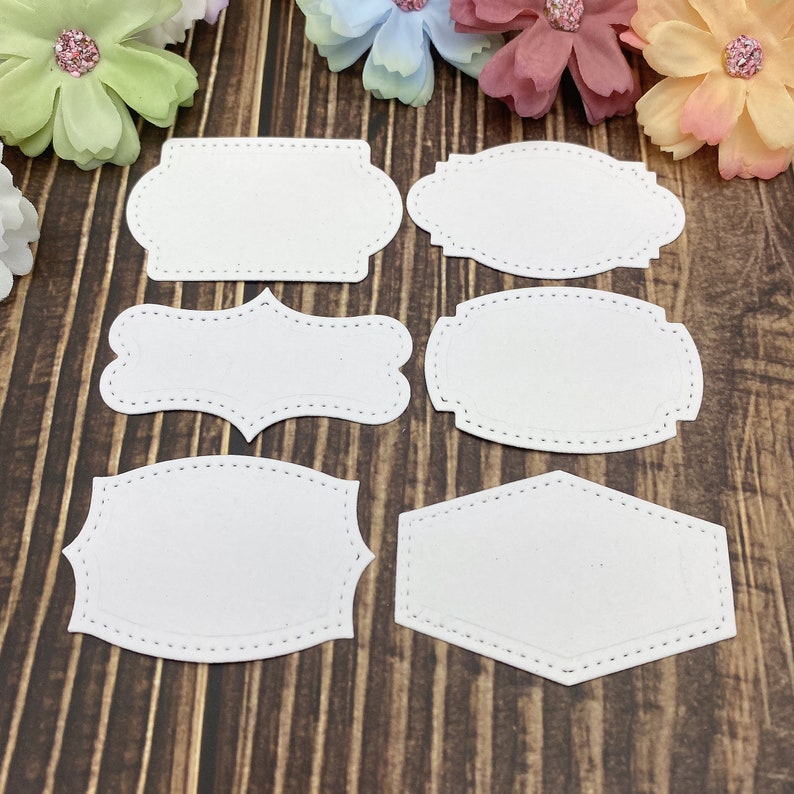 6pcs Label Frame Metal Cutting Die Set Stamps Die-cuts Embossing ...